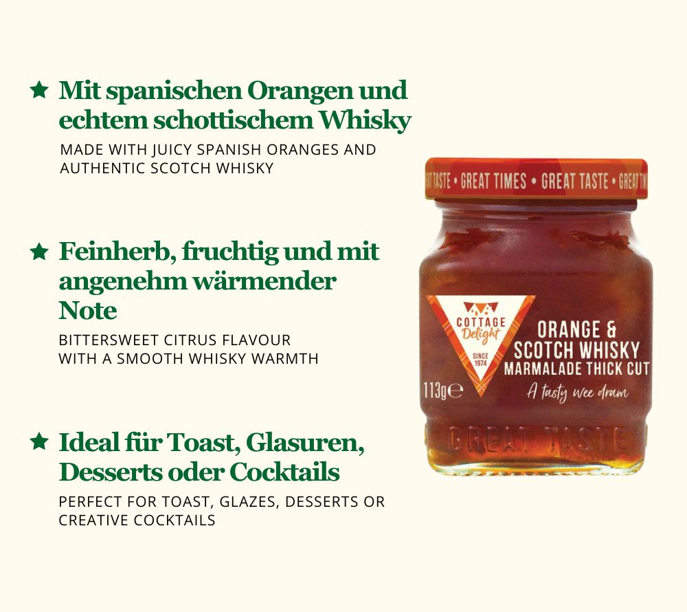 Orange & Scotch Whisky Cut Marmelade von Cottage Delight (113 g ...